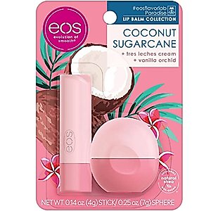 eos FlavorLab Paradise Lip Balm - Coconut Sugarcane | Long-Lasting Hydration | Lip Care for Dry Lips | 2 Pack