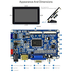waveshare 10.1inch Capacitive Touch Screen LCD with Case Compatible with Raspberry Pi 4B/3B+/3A+/2B/B+/A+/Zero/Zero W/WH/Zero 2W CM3+/4 1024×600 Resolution HDMI Supports Jetson Nano/Windows