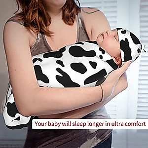 Cow Print Baby Stuff Swaddle Blankets Beanie Hat Sets Soft and Stretchy Newborn Receiving Blanket Swaddle Sack for Baby Shower Infant Boy and Girl Gift