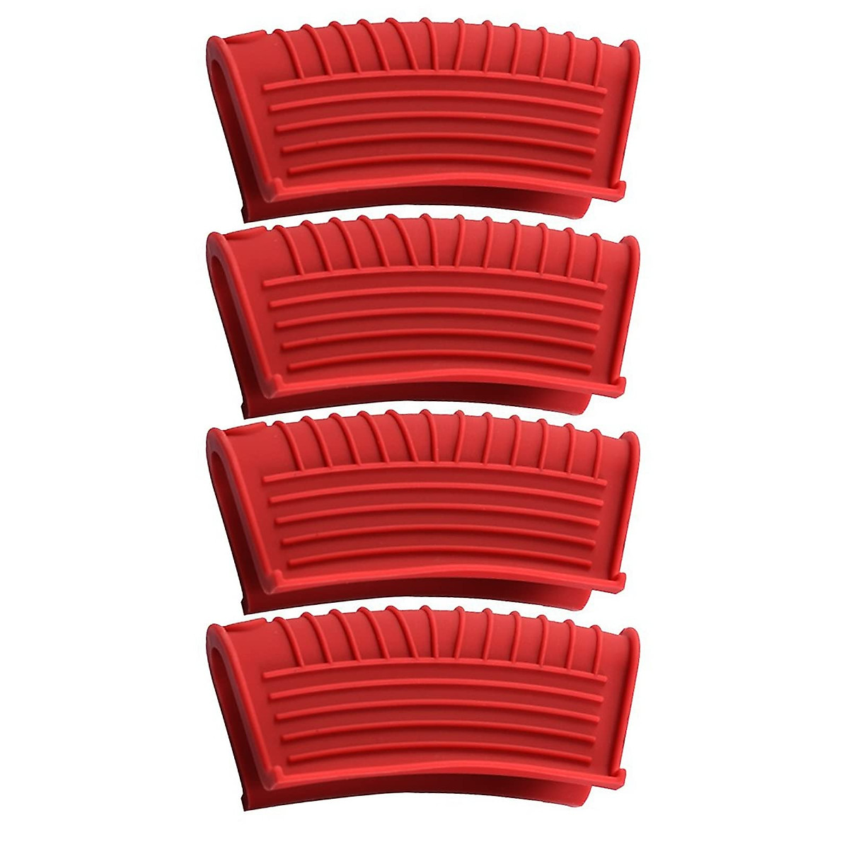Xokipol 4Pcs Silicone Assist Handle Holder Hot Handle Holder Cast Iron Handle Cover Pot Grip Handle Sleeve for Enameled Griddles Casserole Frying Pans Oven Trays Cookware(Red)