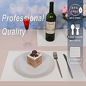 YeaBerr Placemats, Waterproof Placemats Set of 4 for Dining Table Washable Woven Vinyl Non-Slip Table mats Heat-Resistant Wipeable PP Place Mats for Indoor & Outdoor, Easy to Clean, White