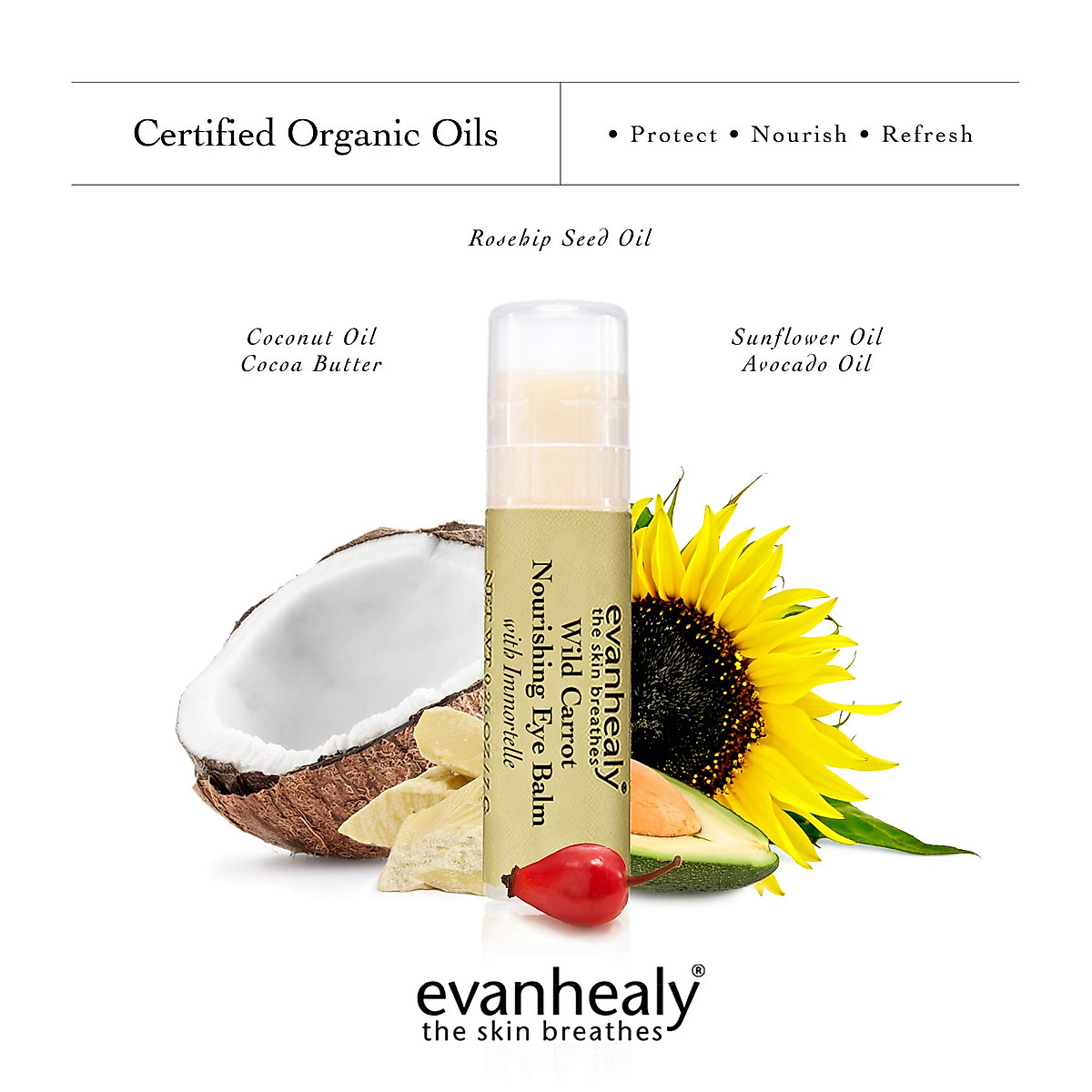 evanhealy Wild Carrot Immortelle Eye Balm | Organic Travel Moisturizer Stick | Hydrating Balm to Brighten Skin Around Eyes, Face, & Body | On the Go Moisturizer