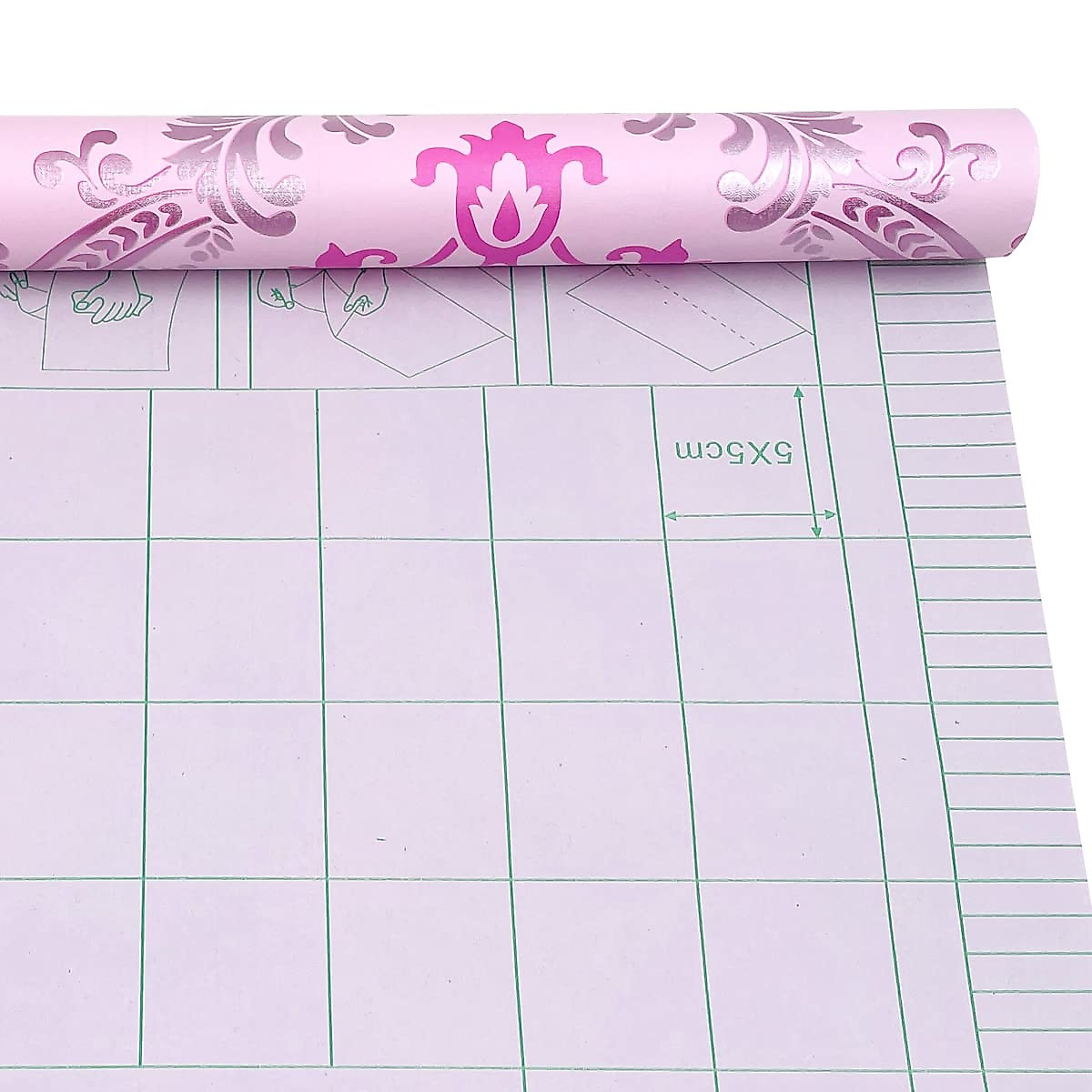 Yifasy Damask Wallpaper 19.7 ft Roll Revamp Dining Table Storage Bins Wall Furniture Decor Paper Pink Shelf Dresser Liner (M-236x17.7 Inch)