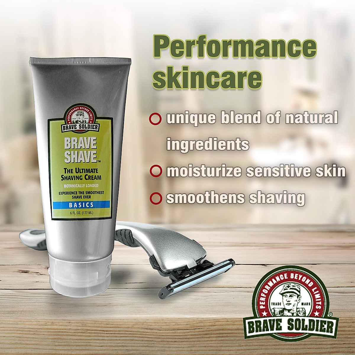 Brave Soldier, Brave Shave Ultimate Shaving Cream, Loaded with natural ingredients, safe for both men and women 6 fl. oz, 177ml