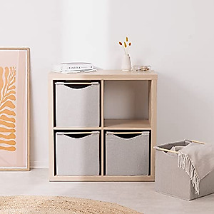 Navaris Foldable Storage Cubes (Set of 4) - 12x12x12 Storage Cube Bins Compatible with Kallax - Storage Bins for Shelf Unit Fabric and Wood Baskets