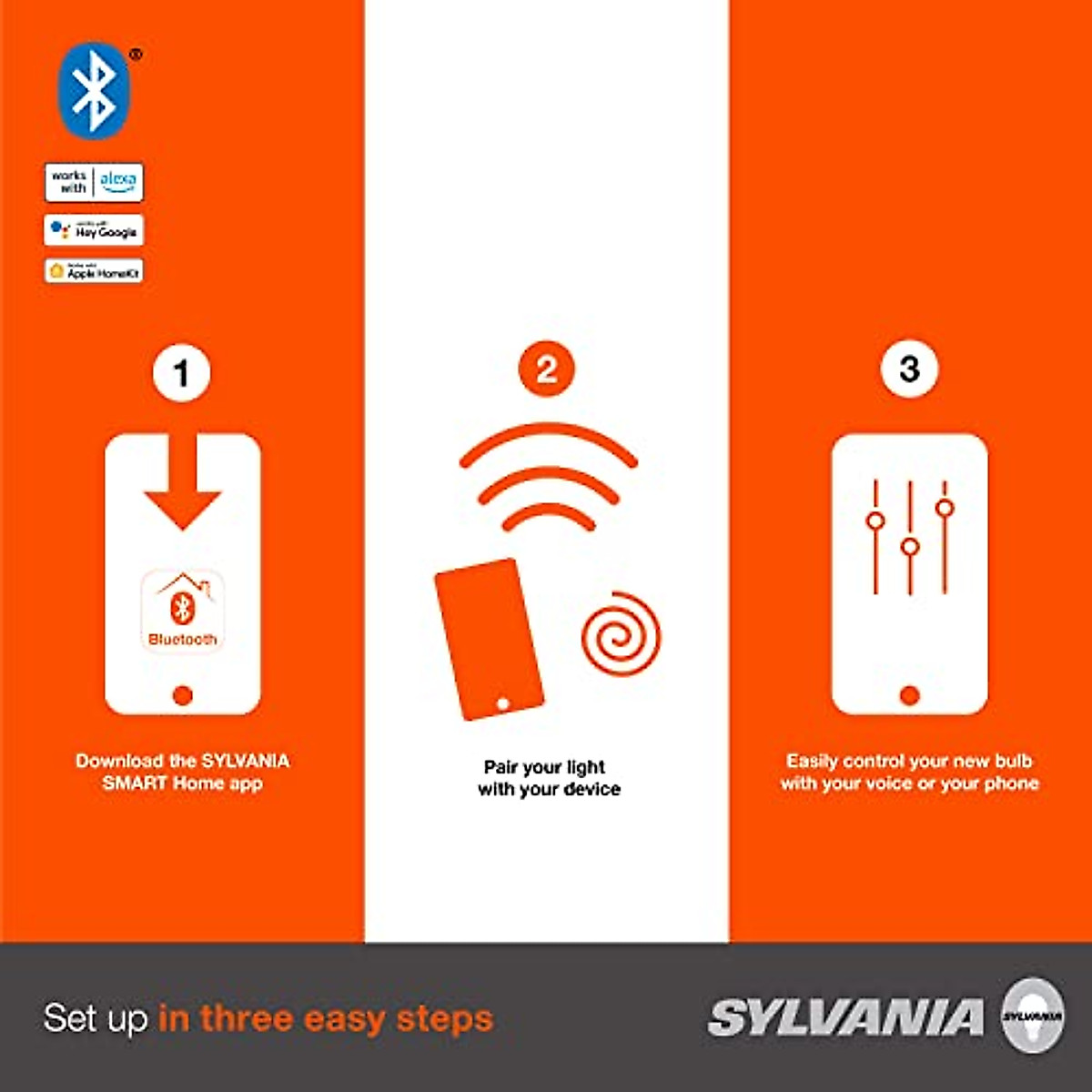 Sylvania Smart (3) 2ft Bluetooth 36W LED Flex Light Strip Kit with Remote Control, Full Color, 2700K - 6500K, Expandable up to 20ft, for Alexa / Google / Apple HomeKit (75543)