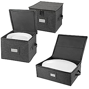 popoly China Storage Containers Inside 10" W x 8" H, Platter Storage Box, China Storage Case Containers