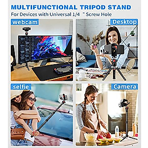 Webcam Tripod Stand, Nycetek Adjustable Sturdy Desk Tripod for Logitech Webcam C920 Brio and Other Webcam with 1/4" Thread, Aluminum Table Tripod with Phone Holder & Remote for Cell Phones, Camera