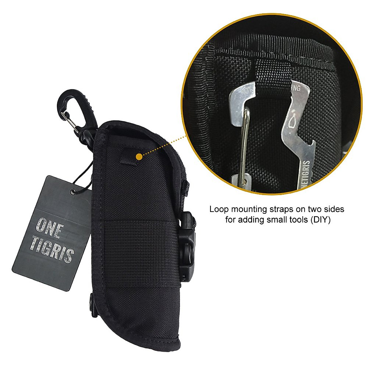 OneTigris MOLLE Eyeglasses Case with Buckle Hard Shell Sunglasses Storage Box 1000D Nylon (Black)