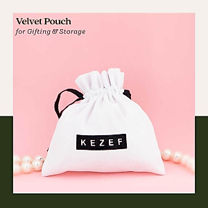 KEZEF Pearl Necklaces for Women - Simulated Faux Cream White Pearl Necklace 16" - Hand Knotted Strand - Pearl Size 8mm - Pearl Choker Necklace - Jewelry Gifts for Girls and Men