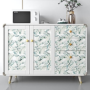 STICKEEP Blue Leaf Floral Peel and Stick Wallpaper Modern Floral Contact Paper Self Adhesive Geometric Leaf Wallpaper for Bedroom Walls Bathroom Laundry Room Cabinets Removable Wallpaper 24"x118"