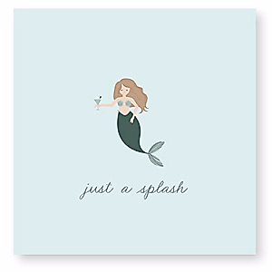 X&O Paper Goods Blue 'Just a Splash' Mermaid Beverage and Cocktail Napkins, 20pc, 5" W x 5" L