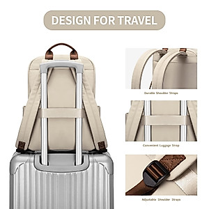 GOLF SUPAGS Travel Laptop Backpack for Women College Backpack Purse Casual Daypacks Fits 15 Inch Notebook (Apricot)