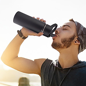 Kerilyn 18 oz Insulated Water Bottle With Straw, Stainless Steel, Vacuum Double Walled Leak Proof Sports Water Cups Flask with 2 Lids (Straw, Spout), Sweat-Proof BPA-Free, Black