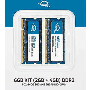 OWC 6GB (2GB + 4GB) PC6400 DDR2 800MHz SO-DIMMs Memory RAM Upgrade Compatible with iMac 2008, MacBook 2009 (OWC6400DDR2S6GP)