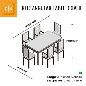 KHOMO GEAR - Patio Table & Chair Set Cover - Durable and Water Resistant Outdoor Furniture Cover (108”L x 82”W x 25”H)