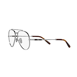 Ray-Ban RX8225V Aviator Titanium Pilot Prescription Eyewear Frames, Silver/Demo Lens, 55 mm