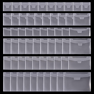 GLOBLELAND 60 Pcs Clear Stamp and Die Storage Bag Pockets 6 Size Plastic Storage Pocket Plastic Stamp Seal Storage Envelopes Case for DIY Paper Card Scrapbooking Craft
