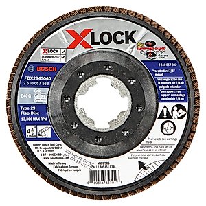 BOSCH FDX2945040 1-Piece 4-1/2 In. X-LOCK Flap Disc 40 Grit Compatible with 7/8 In. Arbor Type 29 for Applications in Metal Blending and Grinding