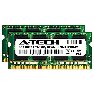A-Tech 16GB Kit (2x8GB) DDR3 1066MHz / 1067MHz PC3-8500 SODIMM RAM for Apple MacBook (13 inch, Mid 2010), MacBook Pro (13 inch, Mid 2010), iMac (27 inch, Late 2009), Mac Mini (Mid 2010)