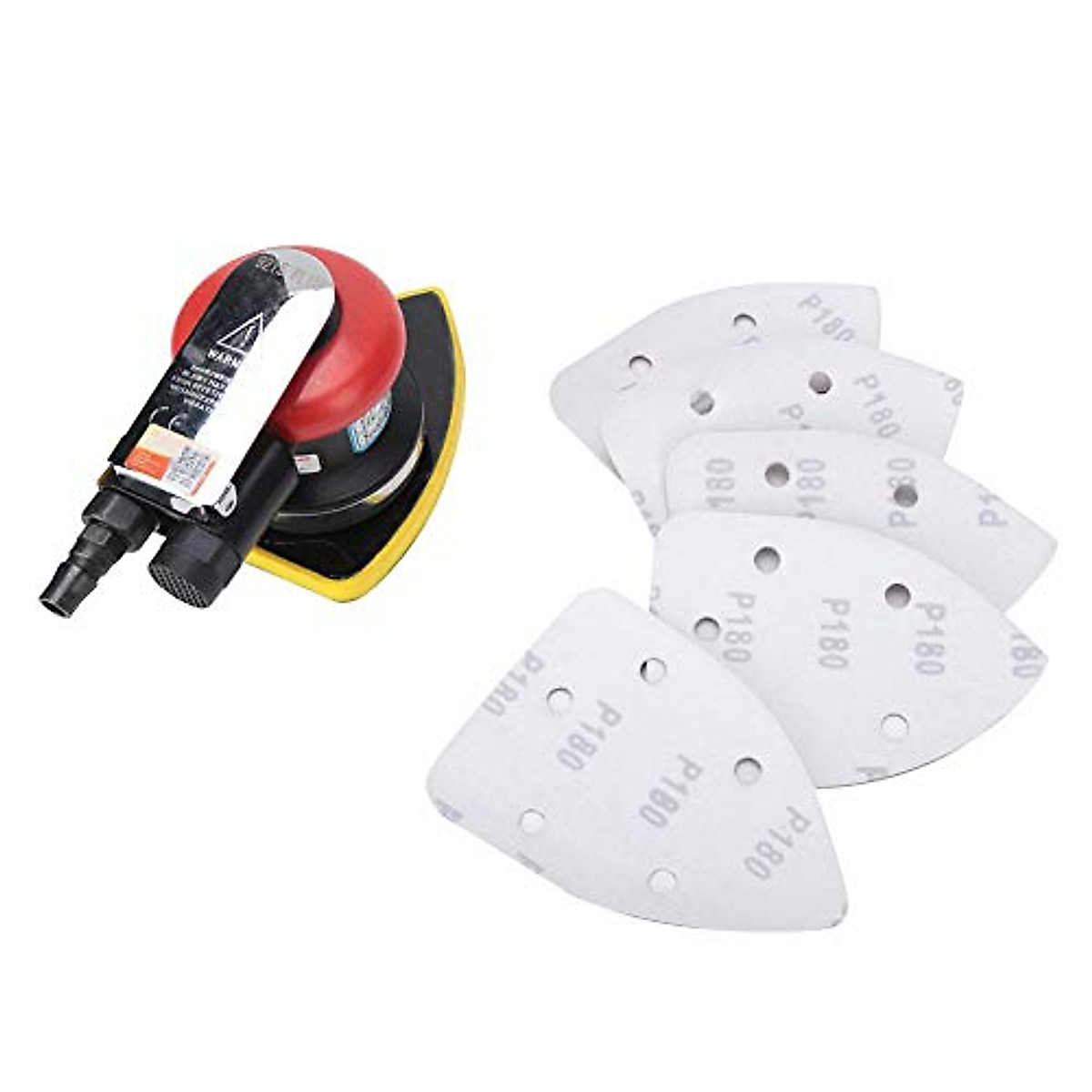 Air Orbital Sander Triangular Sandpaper Pneumatic Polishing Machine Hand Tool 90x130mm with 5pcs Sanding Pads