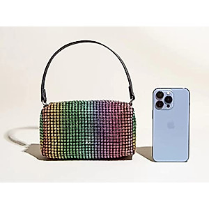 Crystal Cross Body Bags for Women Rhinestone Evening Purse Wedding Bags with Chain Prom Clutch Evening Bag Party Shoulder Bag (Colorful)