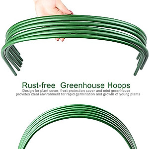Greenhouse Hoops with Plastic Coated,6Pack 4 Ft Long Tube Garden Hoops Support Frame Grow Tunnel for Plant Cover Support Protection (18.9" Hx15.7 W)
