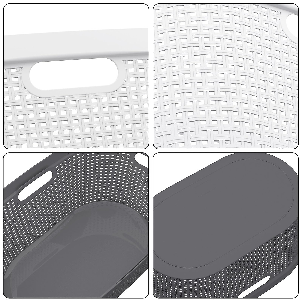 Aninhao 4-Pack 40 L Plastic Laundry Storage Basket, Large Clothes Hamper Basket with Cutout Handles