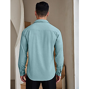 COOFANDY Mens Dress Shirts Wrinkle Free Long Sleeve Button Down Shirts Formal Business Shirt Light Green