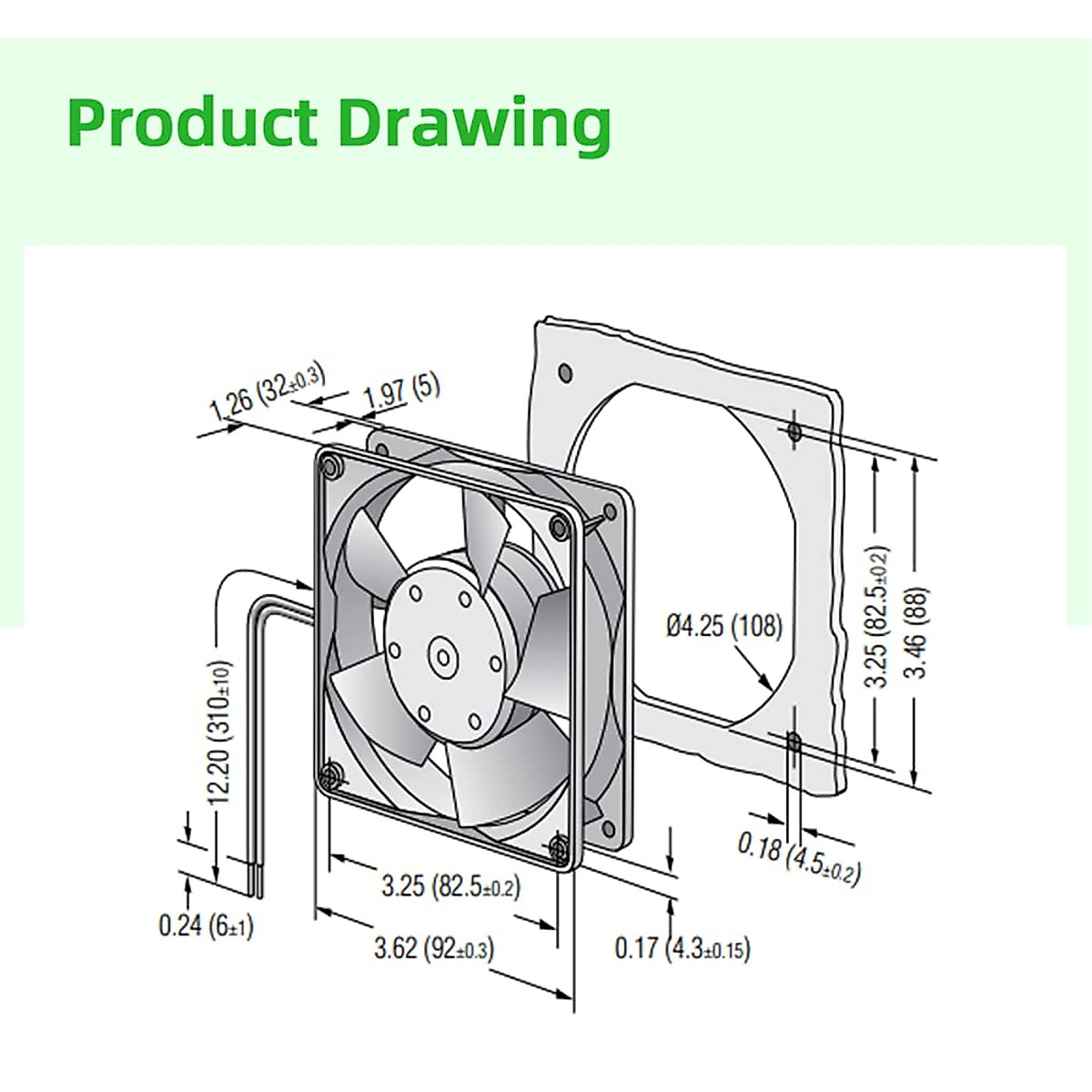 for ebmpapst 3312U 92x92x32mm DC 12V 0.2A IP68 Waterproof Axial Fan