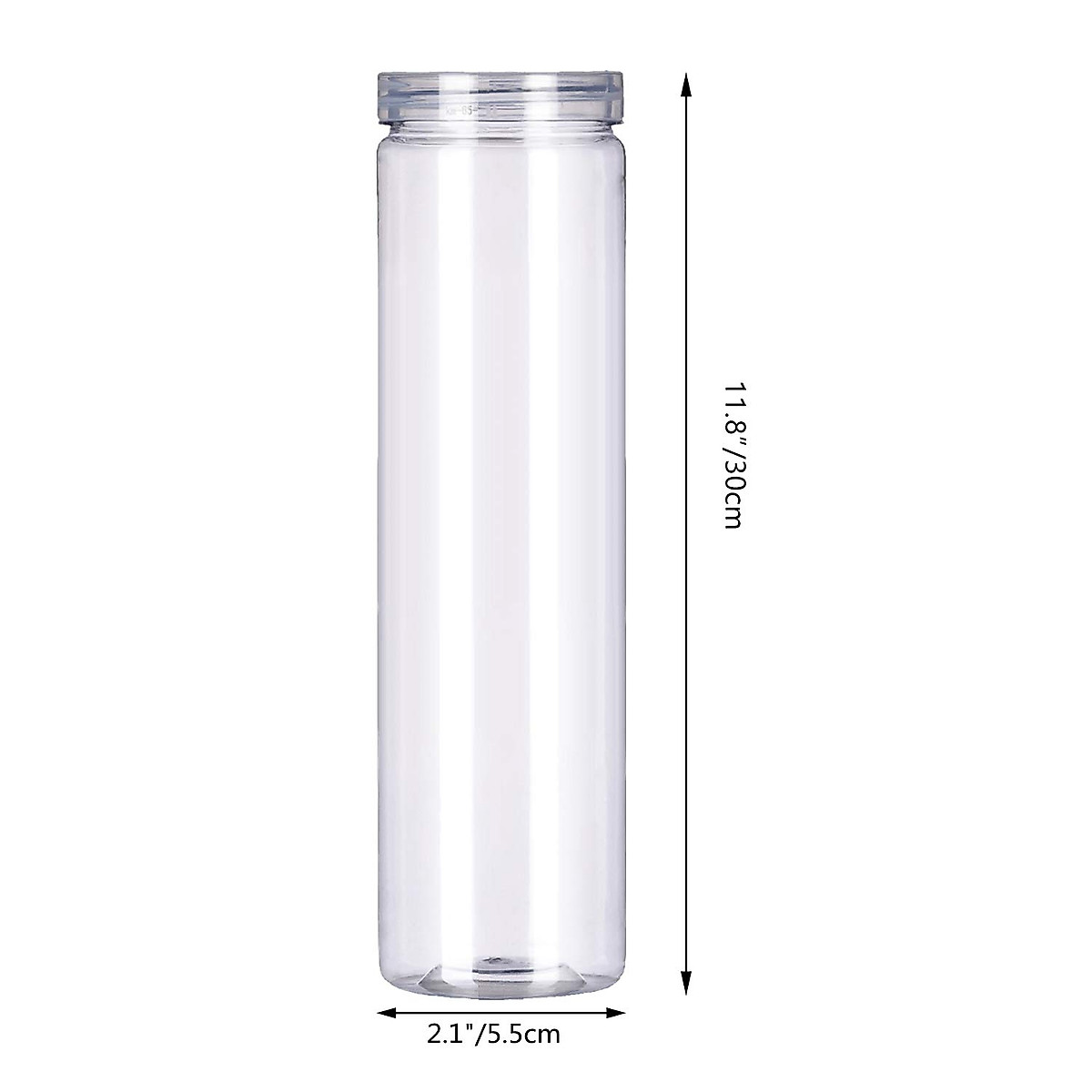 FEOOWV Set of 3Pcs Clear Plastic Food Storage Jar with Lid, Round Transparent Skinny Storage Container for Spaghetti, Pasta and Dry goods(2.1" Diameter x 11.8" Height)