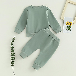 Toddler Baby Girl Clothes Long Sleeve Letter Print Crewneck Sweatshirt Sweatpants Fall Winter Sweatsuit Set Outfit (Daddy's Girl Green, 12-18 Months)