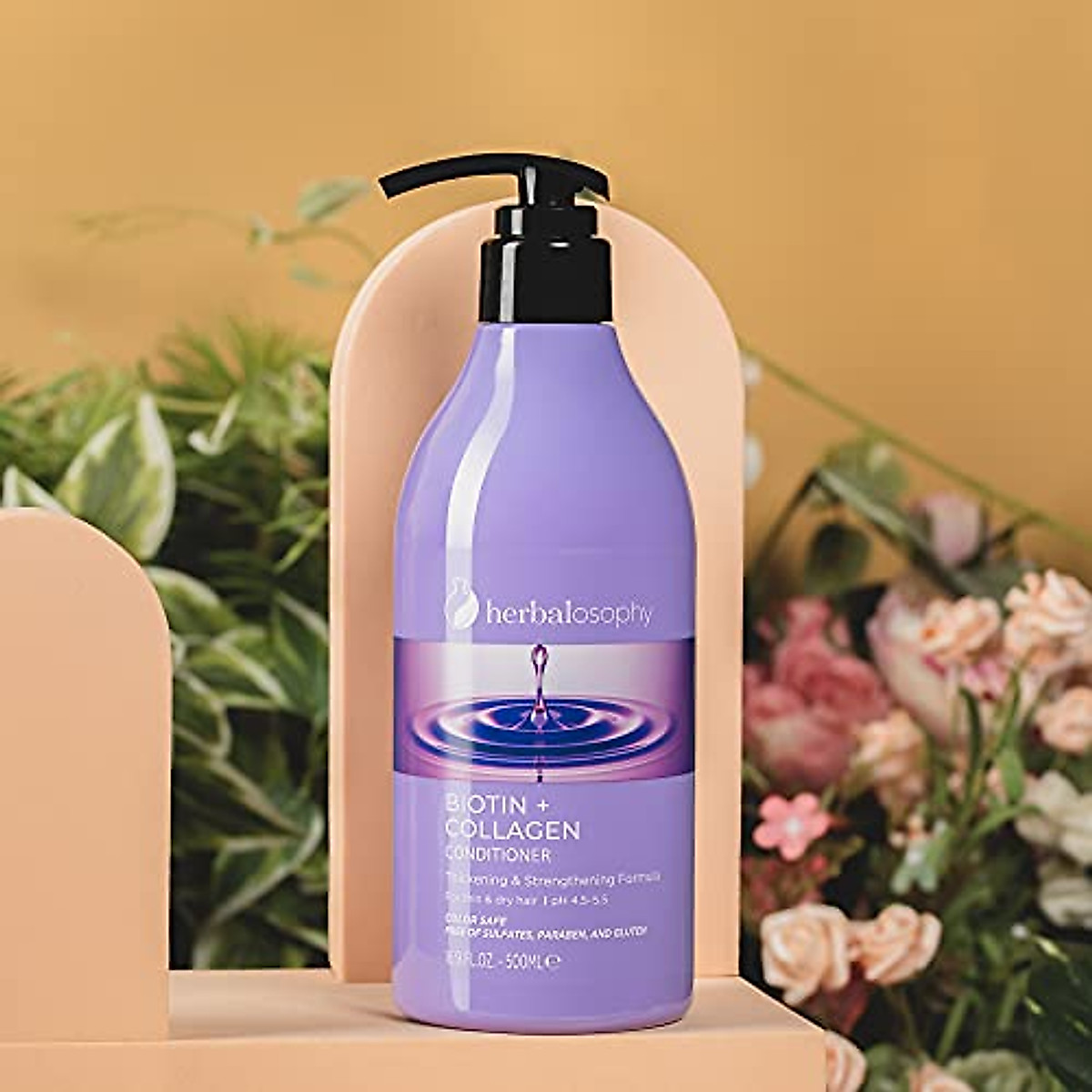 Herbalosophy 16.9 Fl Oz Biotin & Collagen Shampoo, Hair Growth Thickening Shampoo, Repair Dry, Damaged Thinning Hair, Infused with Vitamin B7 & Argan Oil, Free of Sulfate, Parabens and Gluten