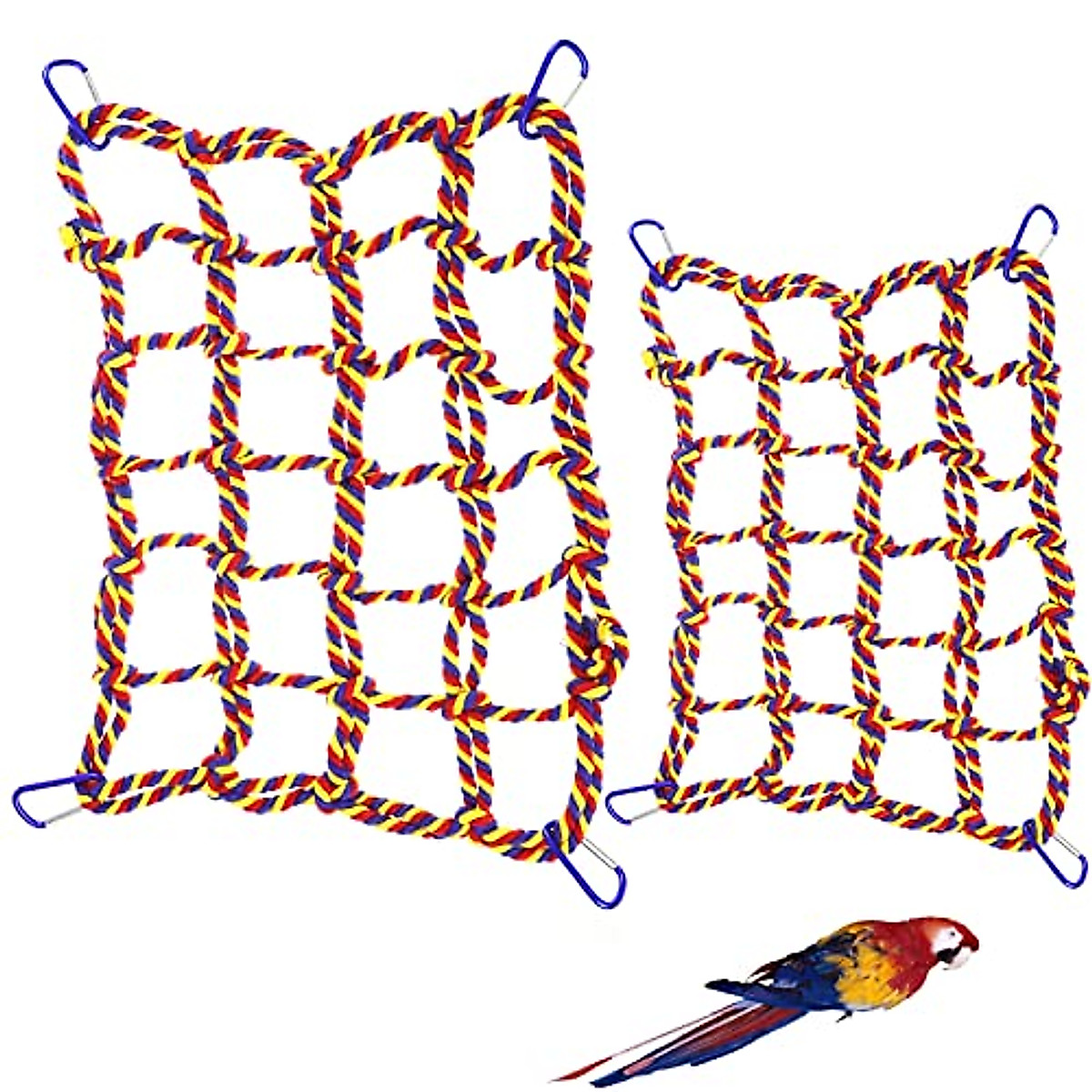 Toysructin Hamster Climbing Net,2 PCS Ferret Cotton Rope Net Sets, Small Animal Activity Toy Hanging Hammock Cage Accessories for Hamster Ferret Rat Guinea Pig Chinchilla Cockatiel Parakeet Play