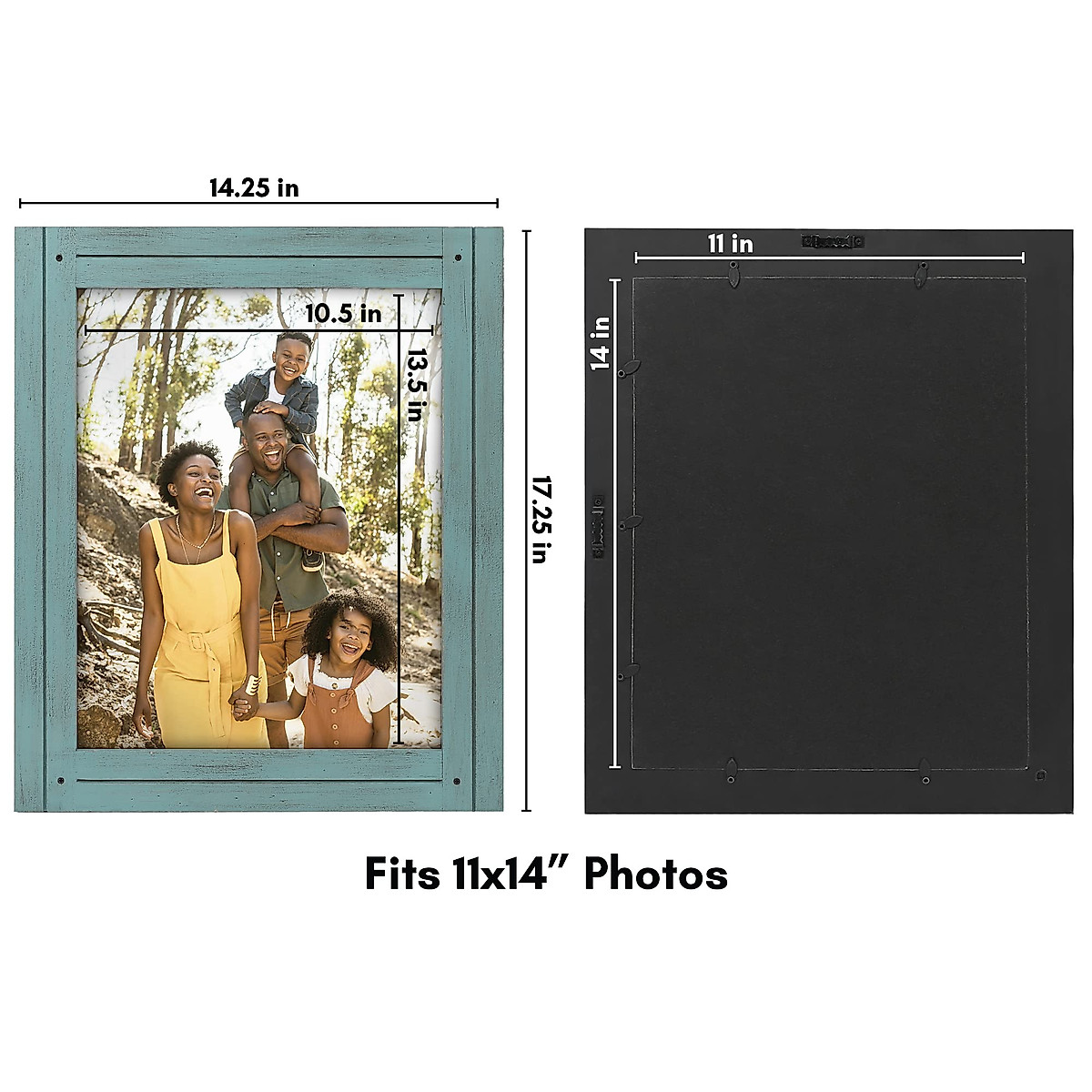Americanflat 11x14 Picture Frame with Polished, Crystal Clear Glass - Hampton Collection - Distressed Wood Picture Frames for Vertical or Horizontal Wall Display - Turquoise Blue