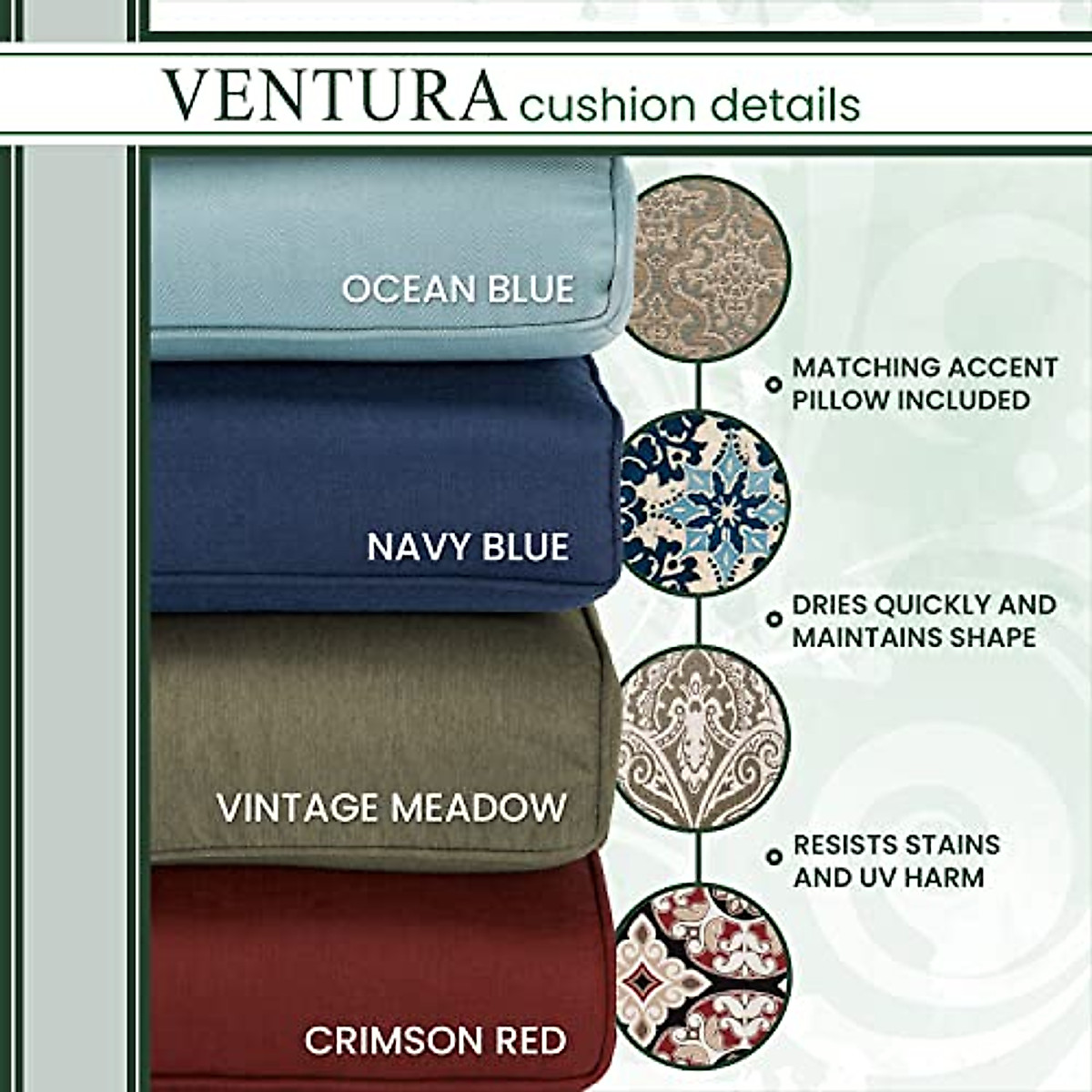 Hanover Ventura Steel Outdoor Patio Woven Luxury Recliner with Brown Wicker, Vintage Meadow Green Cushions and Pillow