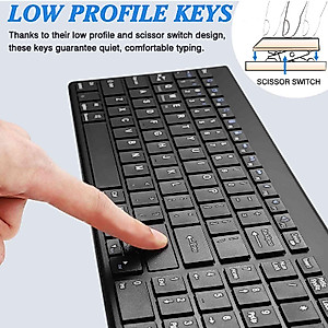 Rechargeable Wireless Keyboard Mouse, UrbanX Slim Thin Low Profile Keyboard and Mouse Combo with Numeric Keypad Silent Keys for Microsoft Surface Duo 2 - Black