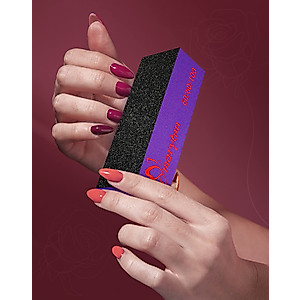 Maryton Nail Buffer Sanding Block Polisher Buffing File 60/100 Grit for Acrylic Nail Art Kit Manicure Tools 10 PCS (Black Purple)