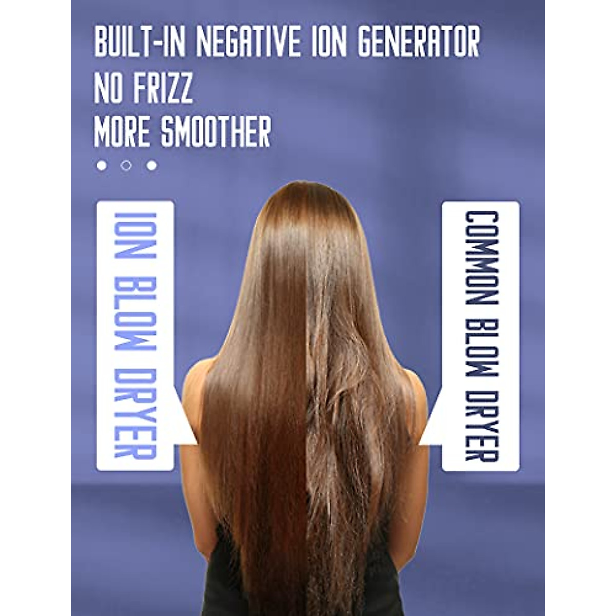 Hair Dryer Blow Dryer with Diffuser Brush Comb Attachments Powerful AC Motor for 3c Thick Hair Curly Women Professional Salon Best Hair Dryer(Black)