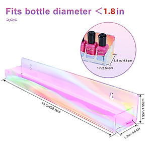 FFowcye 6 Packs Iridescent Nail Polish Wall Mounted Organizer, 15" Rainbow Floating Shelves, Acrylic Nail Polish Wall Rack for Paint, Tattoo Ink, Essential Oils, Makeup Storage Display Stand