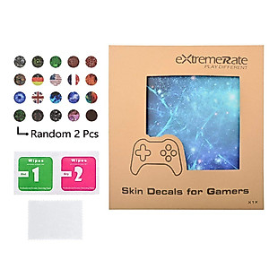 eXtremeRate Full Set Faceplates Skin Stickers for Xbox One X Console Controller with 2 Pcs Home Button Decals - Blue Galaxy