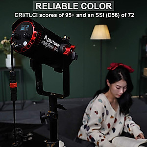 Aputure LS 60d Focusing LED Video Light CRI 95+ TLCI 95+ 50000lux @1m App Control Built-in 8 Lighting FX with Barn Doors for Video Recording,Wedding,Outdoor Shooting