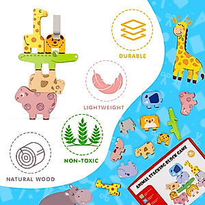 Ejonir injonir Wooden Stacking Toys Montessori Learning Education Toys Preschool Toys Children's Intelligence Games Christmas and Birthday Gifts 2-3-4-5-year-old Boys and Girls Toys