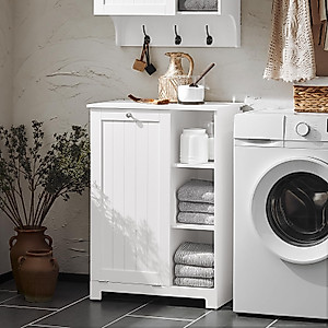 Haotian Bathroom Laundry Cabinet with Tilt-out Hamper, White BZR105-W