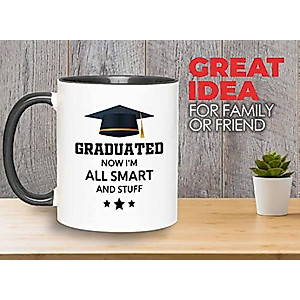 Flairy Land Graduation 2Tone Black Mug 11oz - All Smart and Stuff - Graduation Gifts for Her Senior Graduation College Student College Graduate Classmate MBA Grad