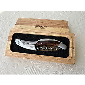Laguiole En Aubrac Sommelier Waiter's Corkscrew, Grapevine Wood Handle, Wine Opener With Foil Cutter & Bottle Opener, Stainless Steel Brushed Bolsters