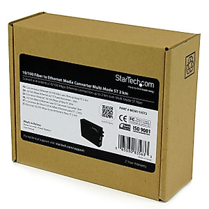 StarTech.com 10/100 Mbps Ethernet to Fiber Optic Media Converter - ST Multimode - 1310nm - 2km - Full/Half Duplex , TAA (MCM110ST2)