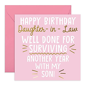 CENTRAL 23 - Funny Birthday Card for Her - 'Happy Birthday Daughter-In-Law' - Happy Birthday Card - Daughter-in-law Birthday Card - Cheeky Greeting Card for Her - Comes with Fun Stickers