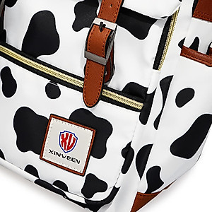 Xinveen Vintage Backpack School Bag College Daypack Slim Travel Rucksack Cow One Size