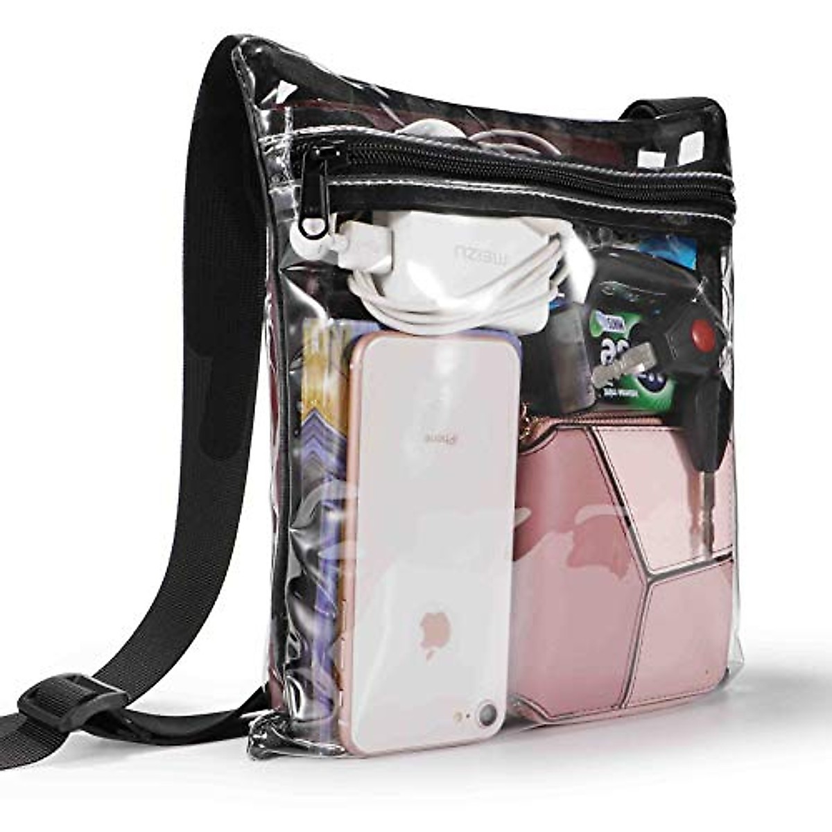 HULISEN Clear Crossbody Purse Bag, Stadium Approved, with Extra Inside Pocket
